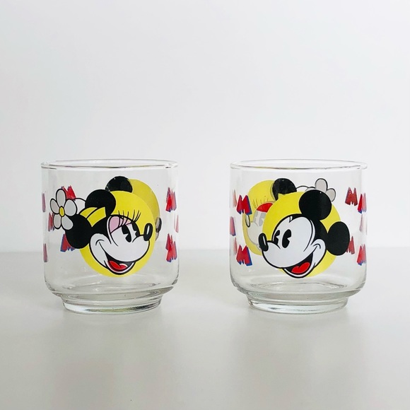 Disney | Dining | Vintage Mickey And Minnie Mouse Drinking Glasses ...
